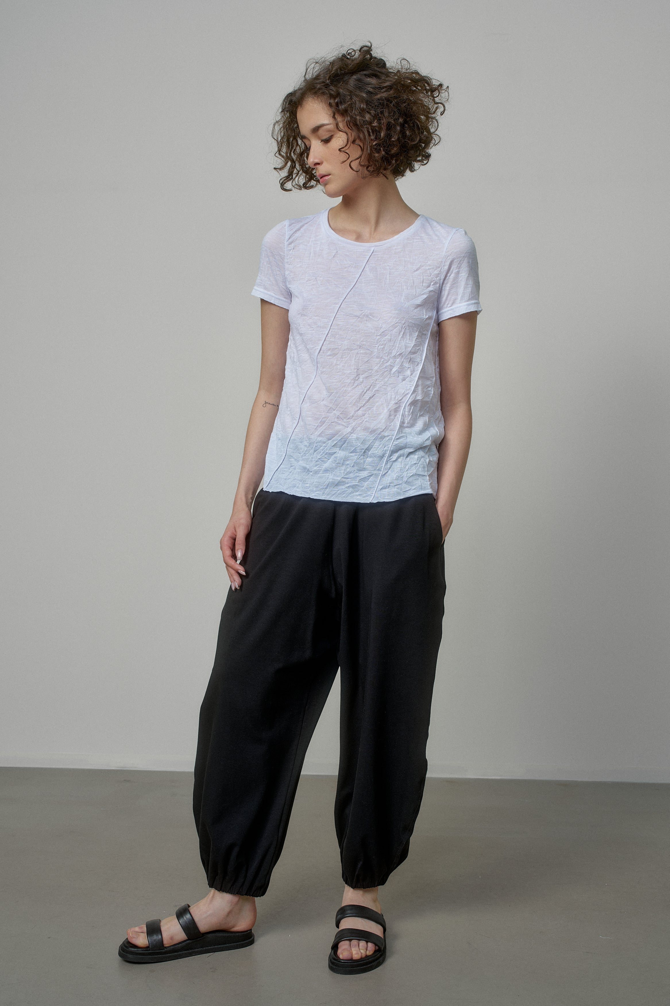COTTON PANTS WITH ELASTIC WAIST AND CUFFS
